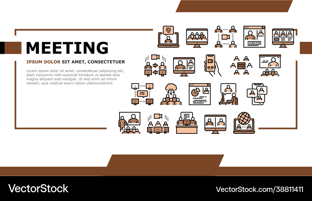 Online video meeting landing header Royalty Free Vector