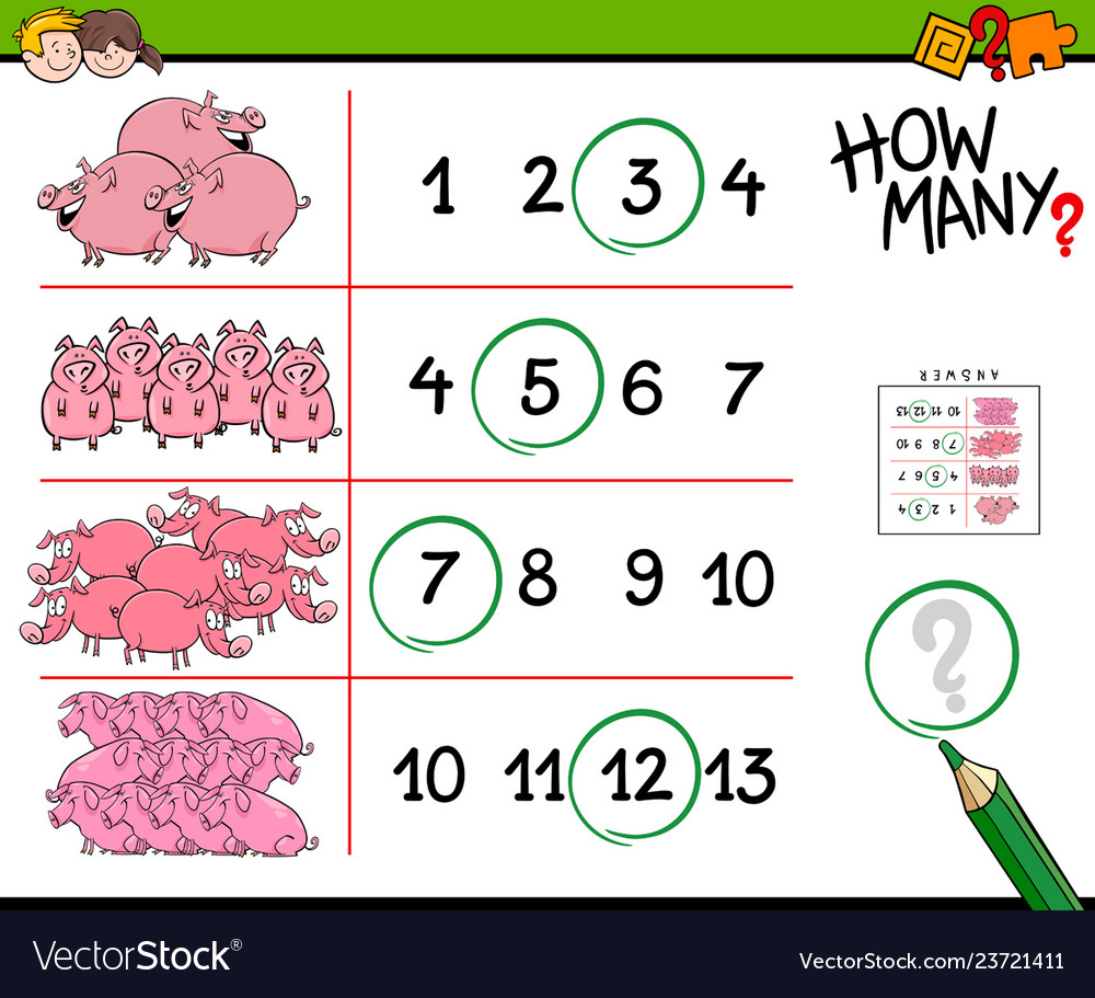 Pigs counting game cartoon Royalty Free Vector Image