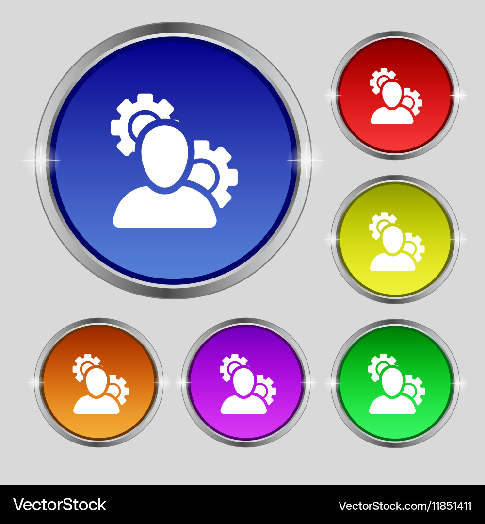 Profile setting icon sign round symbol on bright Vector Image