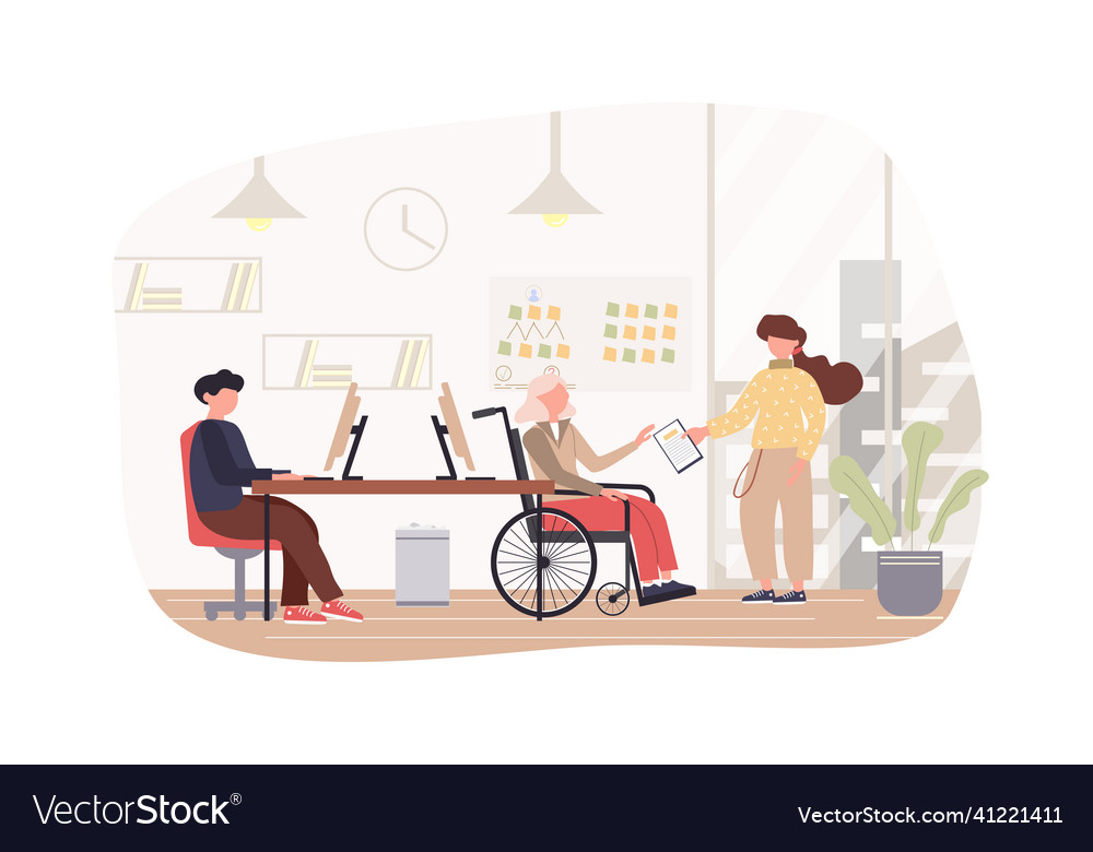 Programmers working at office modern flat concept Vector Image