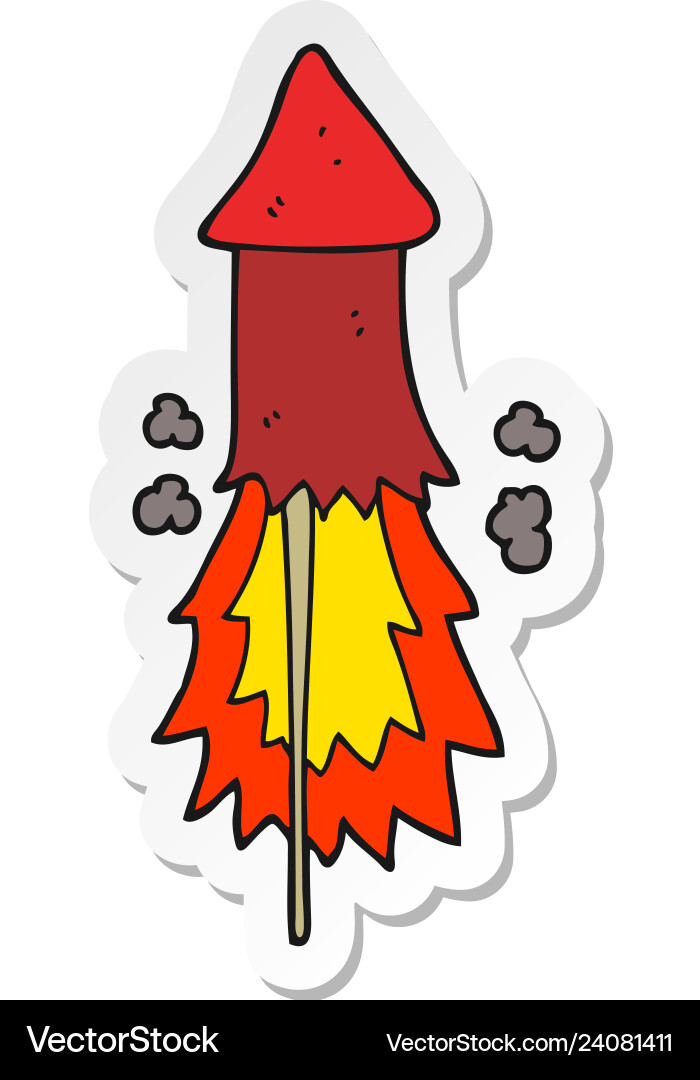 Sticker of a cartoon firework Royalty Free Vector Image
