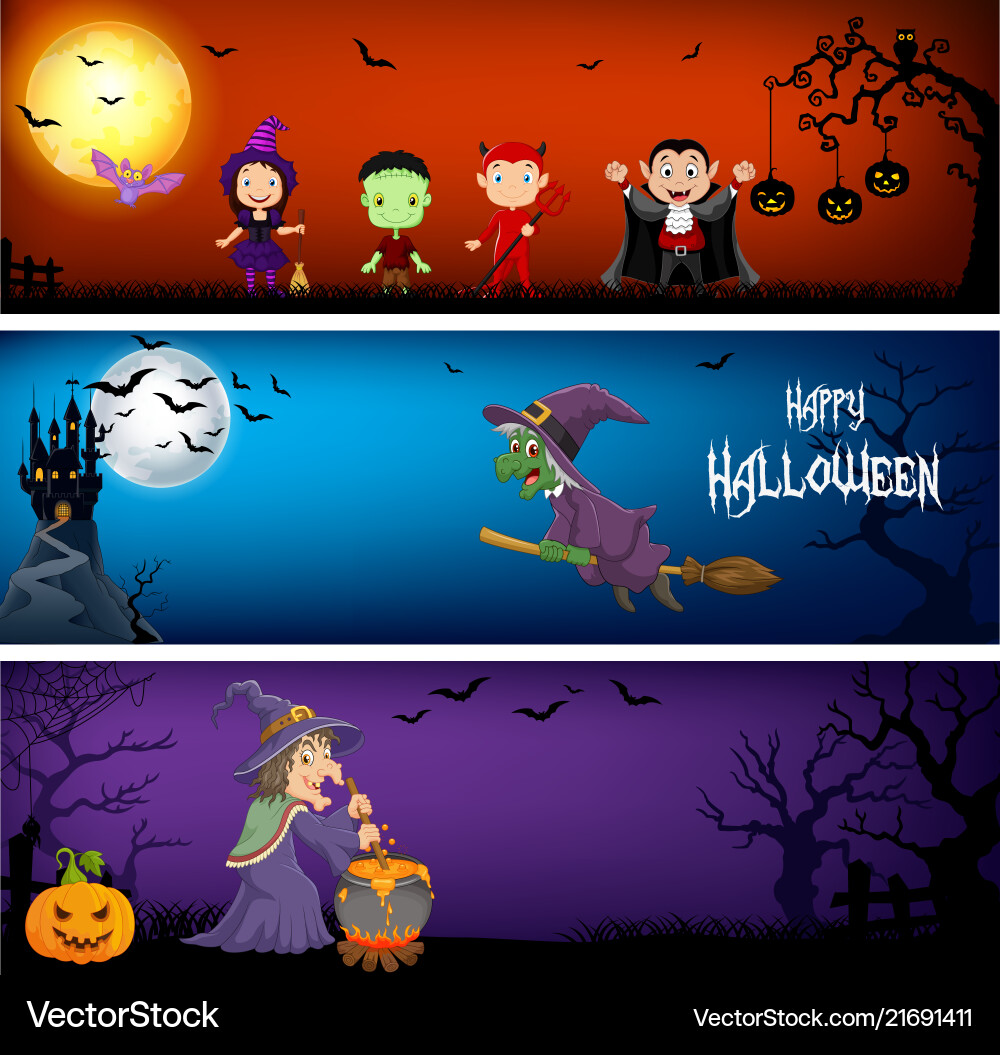 Three halloween banners Royalty Free Vector Image