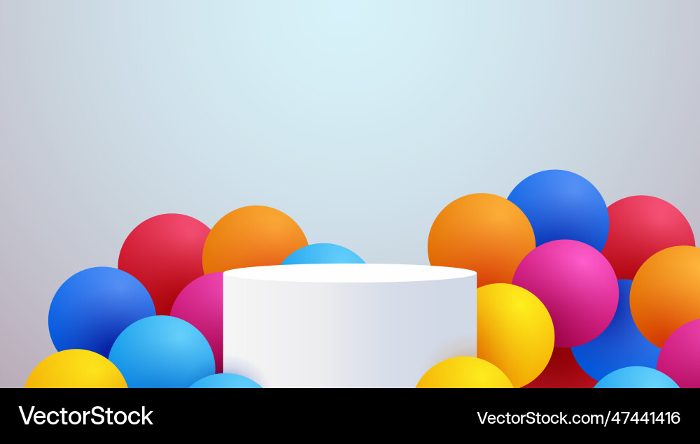 Abstract podium background with colorful balloons Vector Image