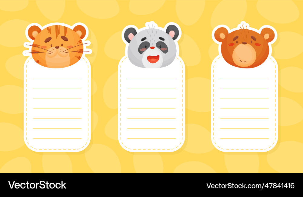 Animal head paper note card or reminder page Vector Image