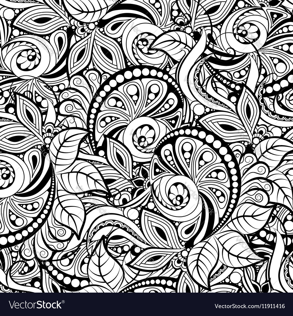 Black and white seamlesspattern in a zentangle Vector Image