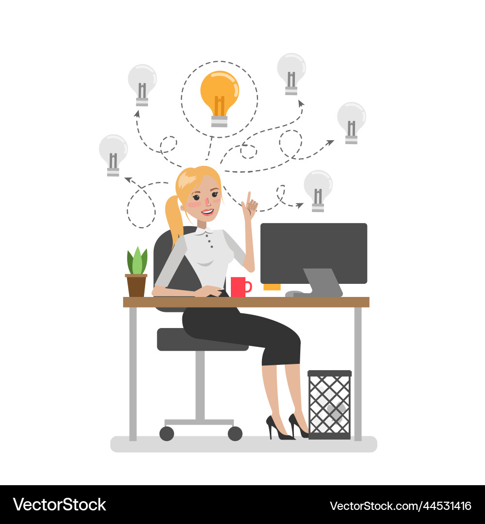 Businesswoman with idea Royalty Free Vector Image