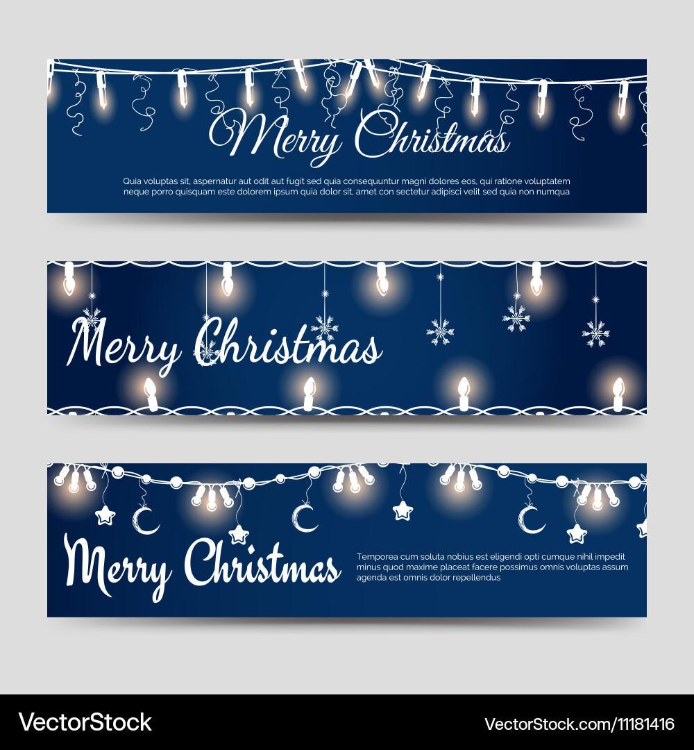 Christmas banners with shining garlands Royalty Free Vector