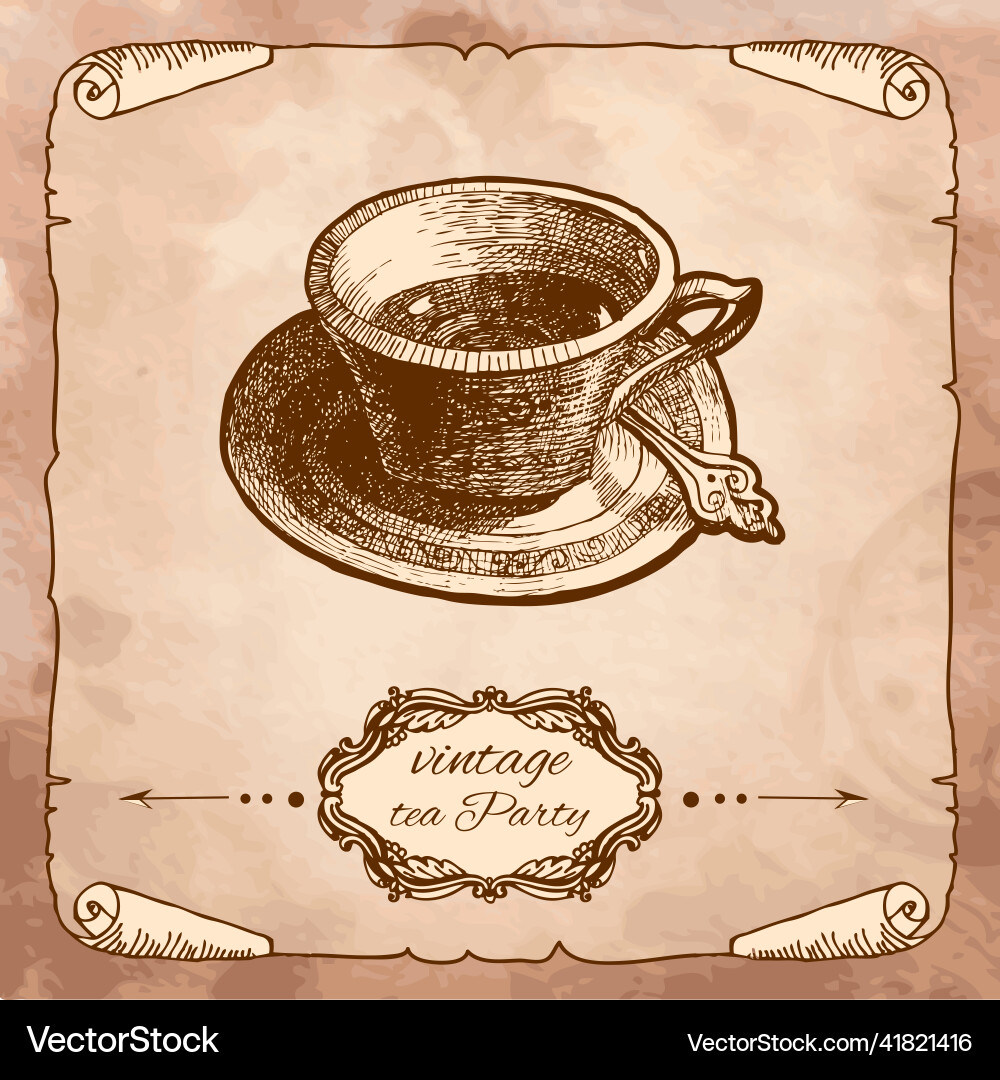 Cup icon isolated on vintage background hand Vector Image