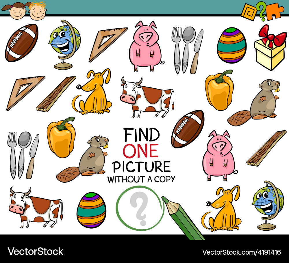 Find single picture game cartoon Royalty Free Vector Image