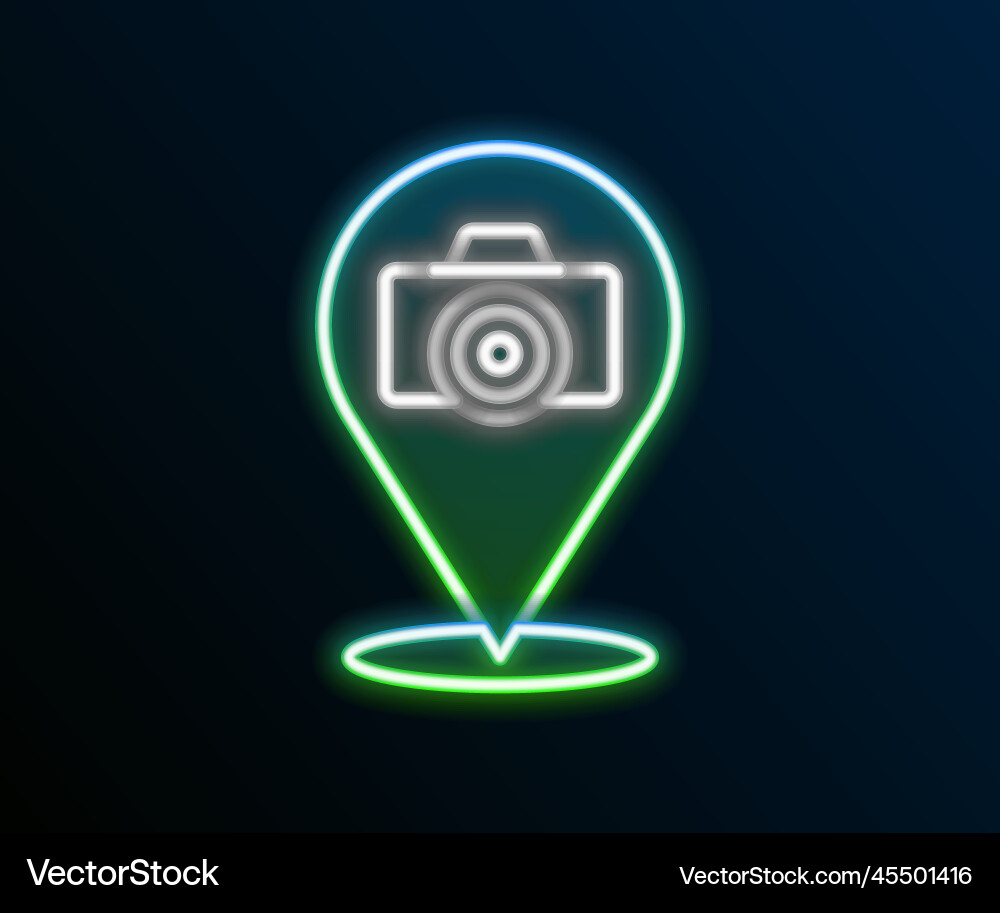 Glowing neon line photo camera icon isolated Vector Image