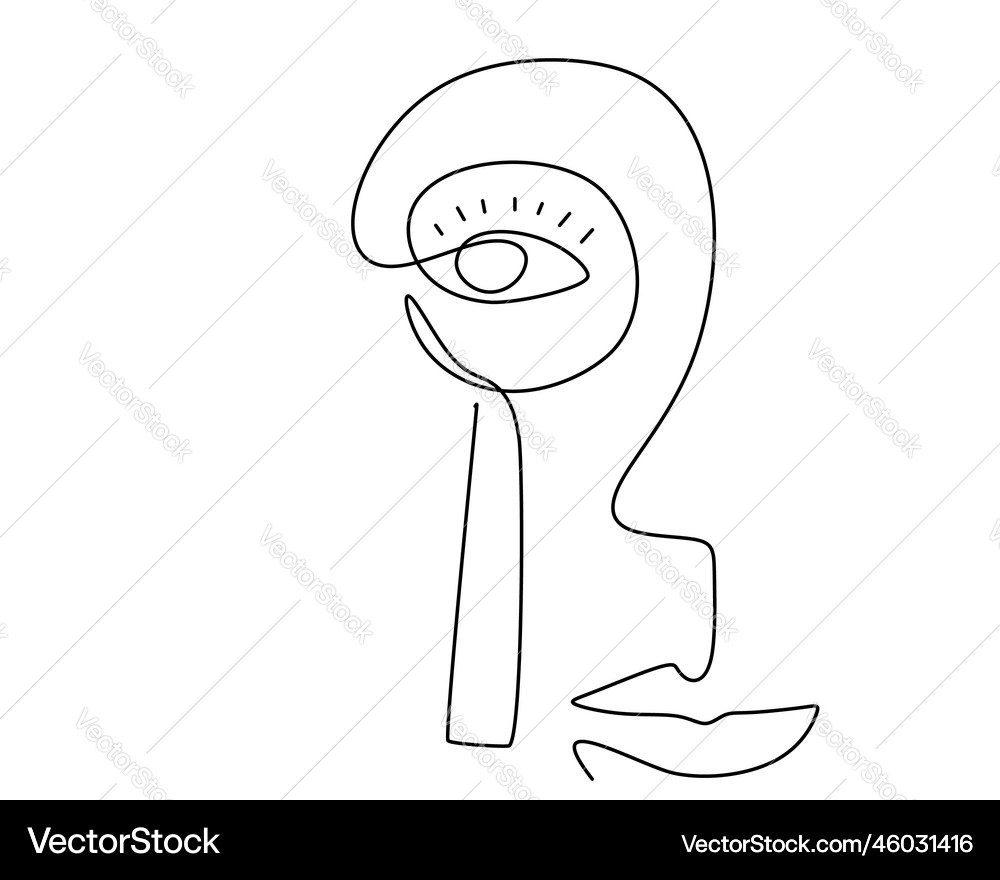 Hand drawing single one line of face abstract Vector Image