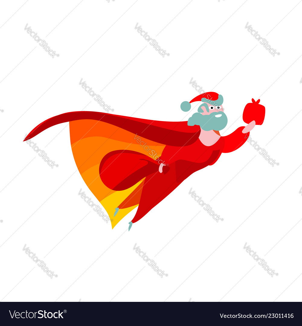 Happy christmas red flat santa claus superhero Vector Image