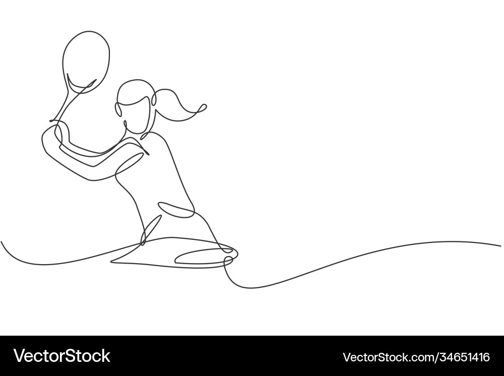 One continuous line drawing young happy woman Vector Image