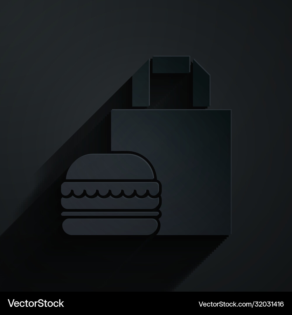 Paper cut online ordering and burger delivery icon