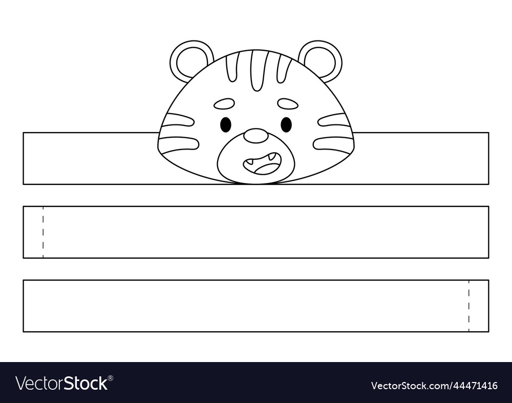 Printable pug tiger paper crown diy cut party Vector Image