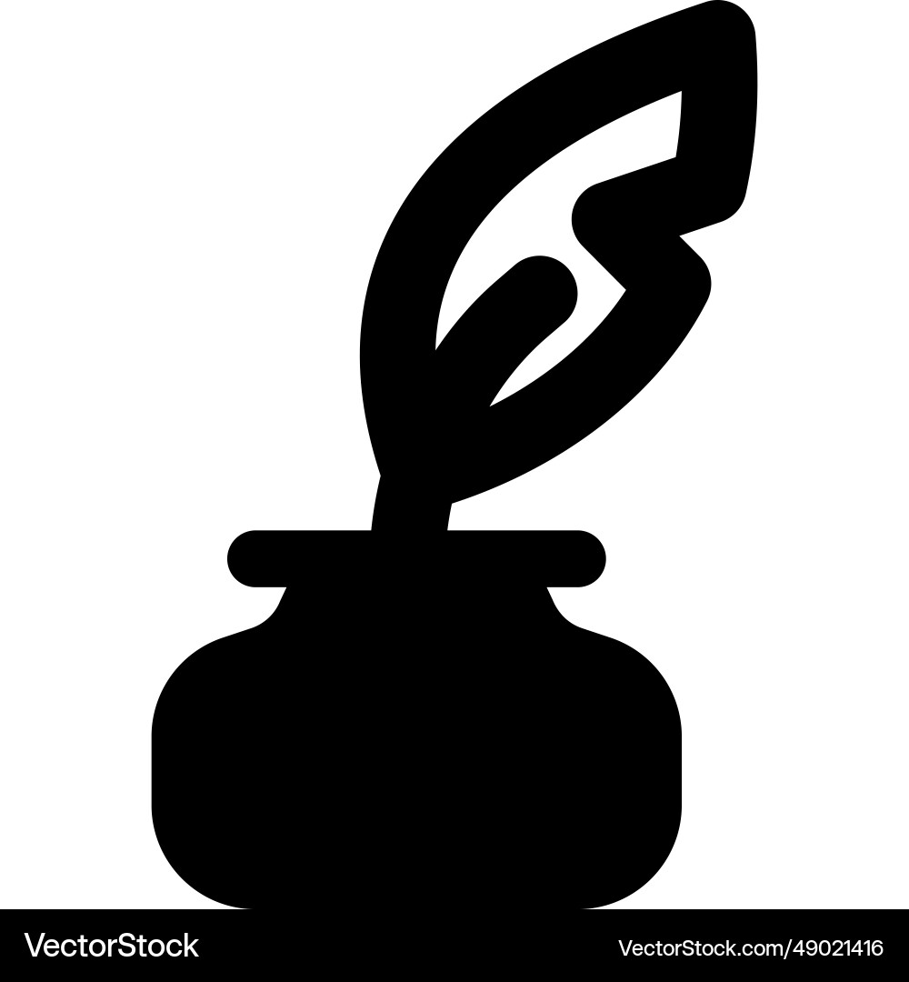 Quill with inkpot used for writing Royalty Free Vector Image