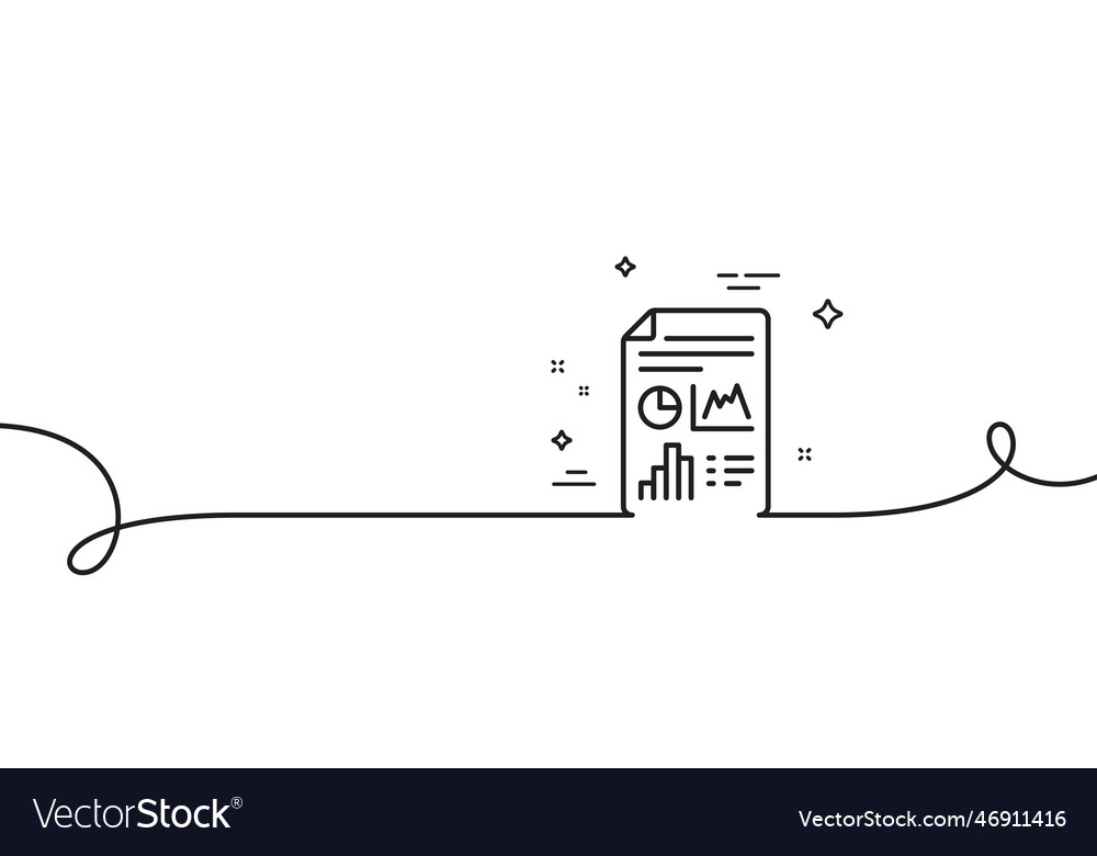 Report Document Line Icon Column Graph Sign Vector Image