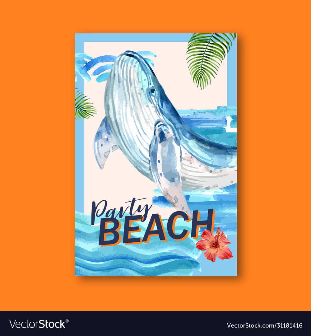 Summer poster design holiday party on beach Vector Image