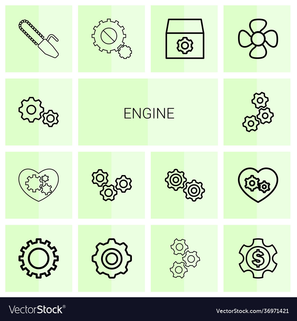 14 engine icons Royalty Free Vector Image - VectorStock