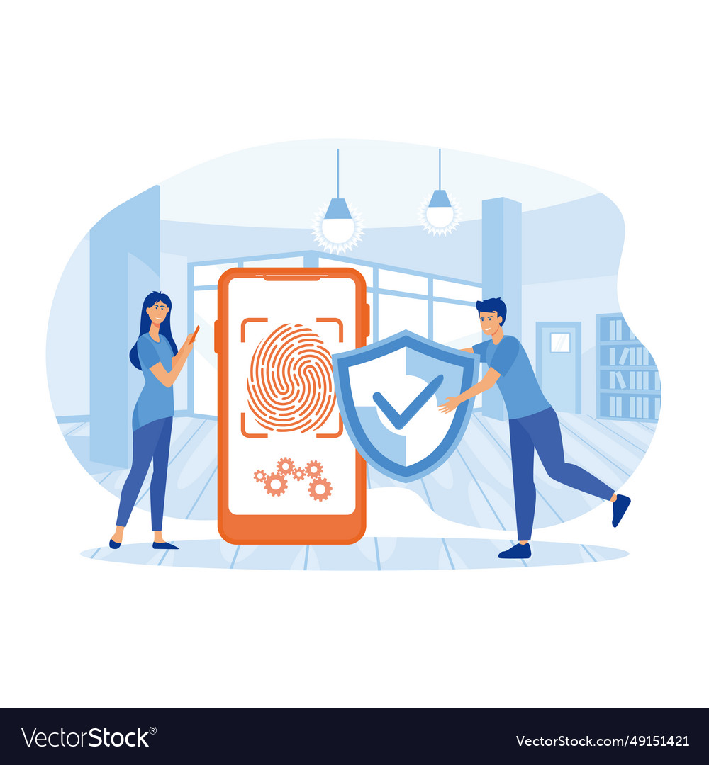 Biometric Authentication Concept Flat Modern Vector Image