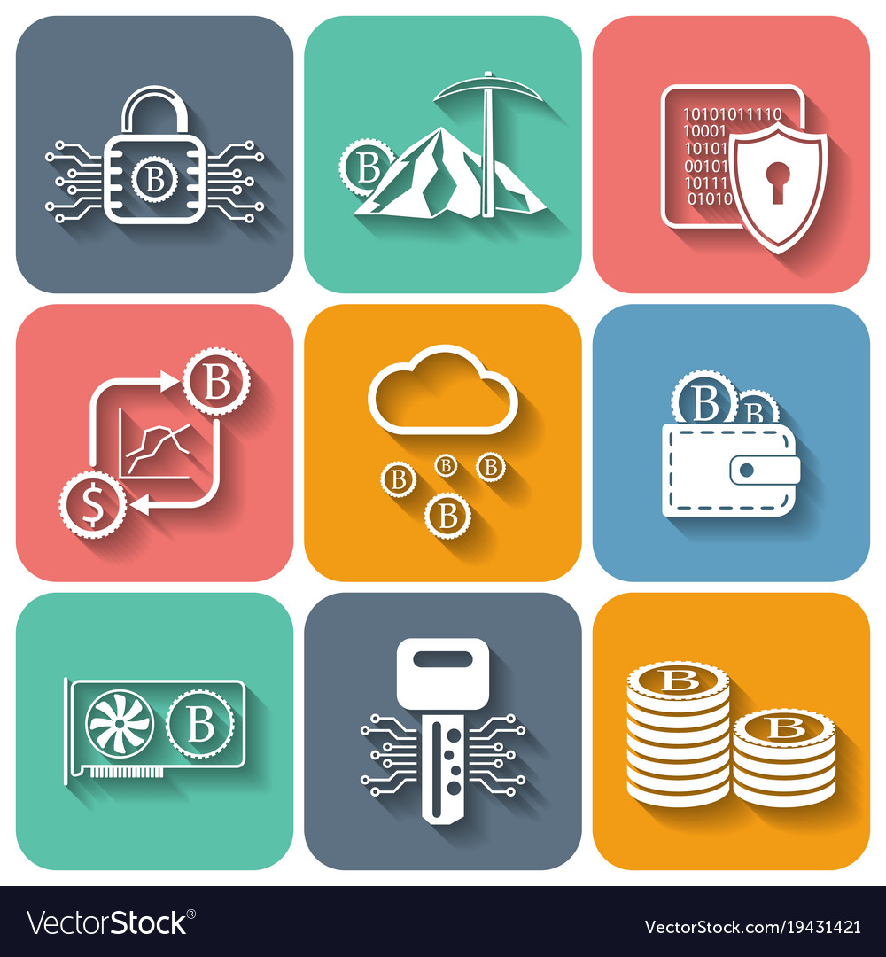 Bitcoin icon set Royalty Free Vector Image - VectorStock
