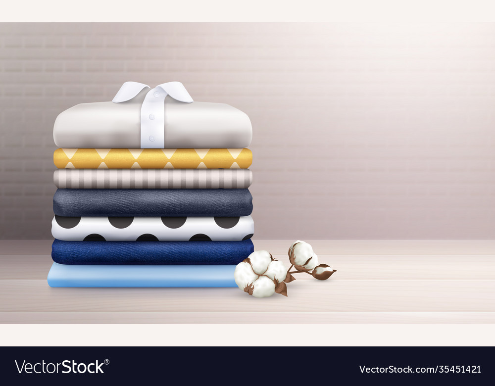 Clothes stack realistic composition Royalty Free Vector