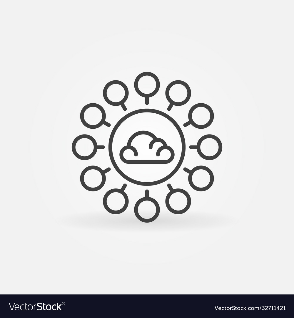 Cloud computing thin line concept icon Royalty Free Vector