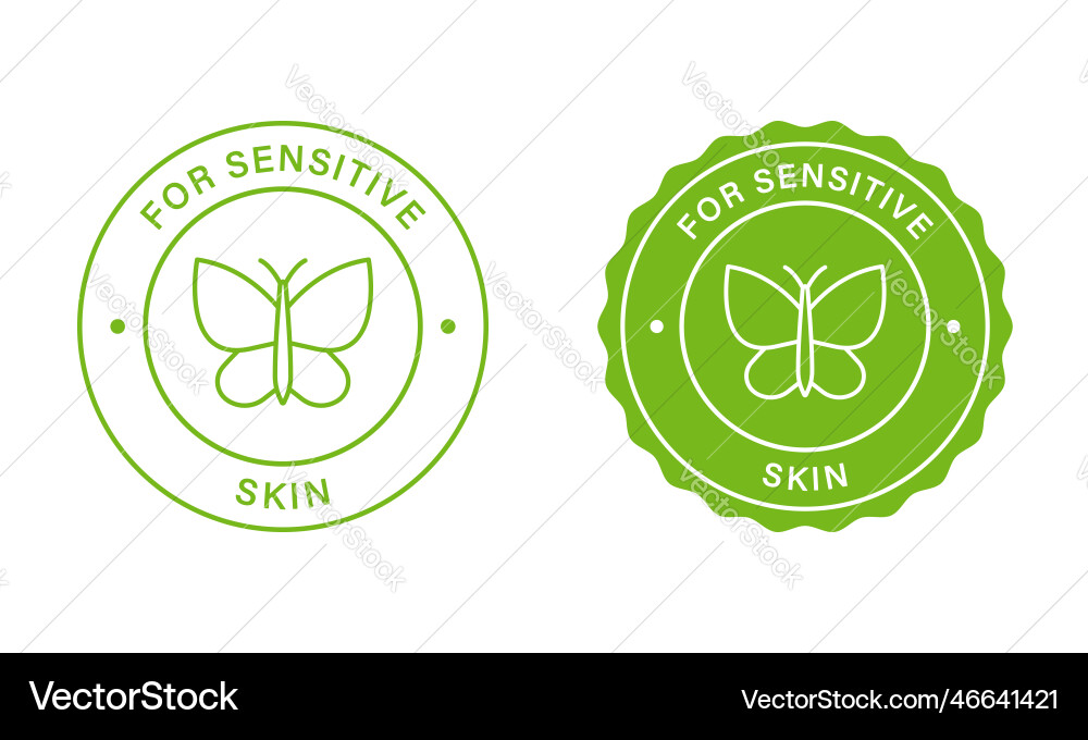 Dermatology stamp set for sensitive skin cosmetic Vector Image