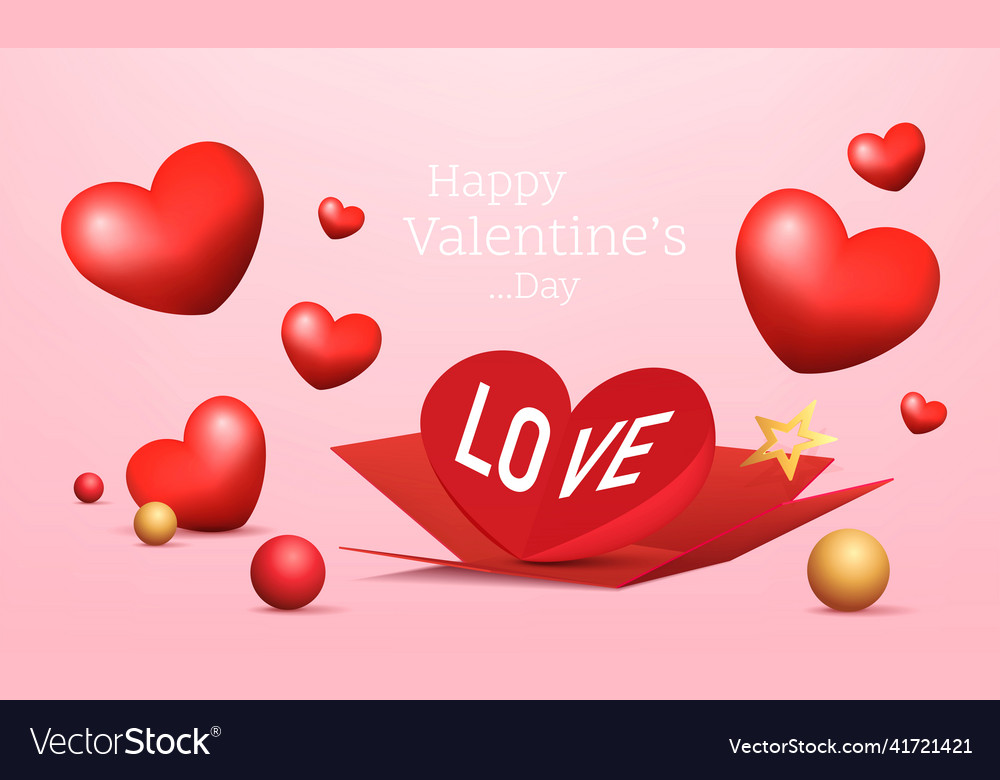 Happy Valentines Day Banner Design Royalty Free Vector Image