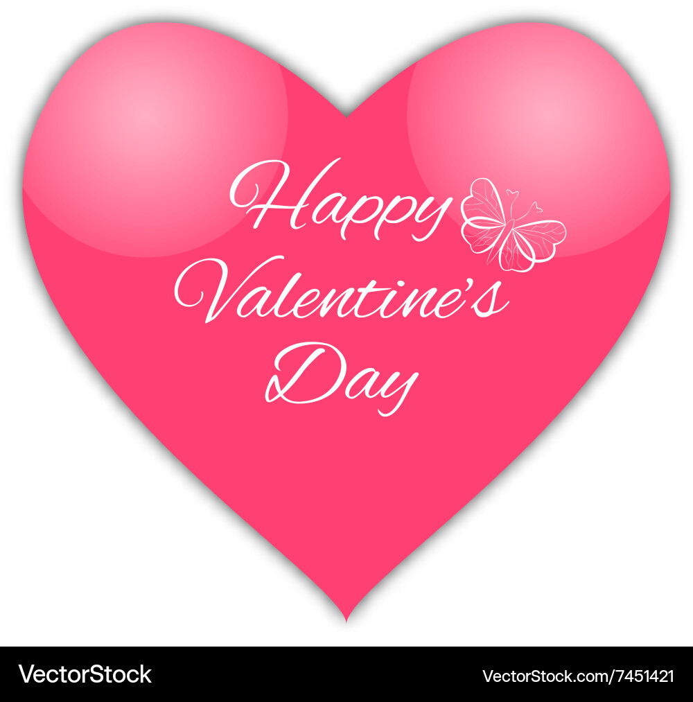 Happy valentines day pink heart Royalty Free Vector Image