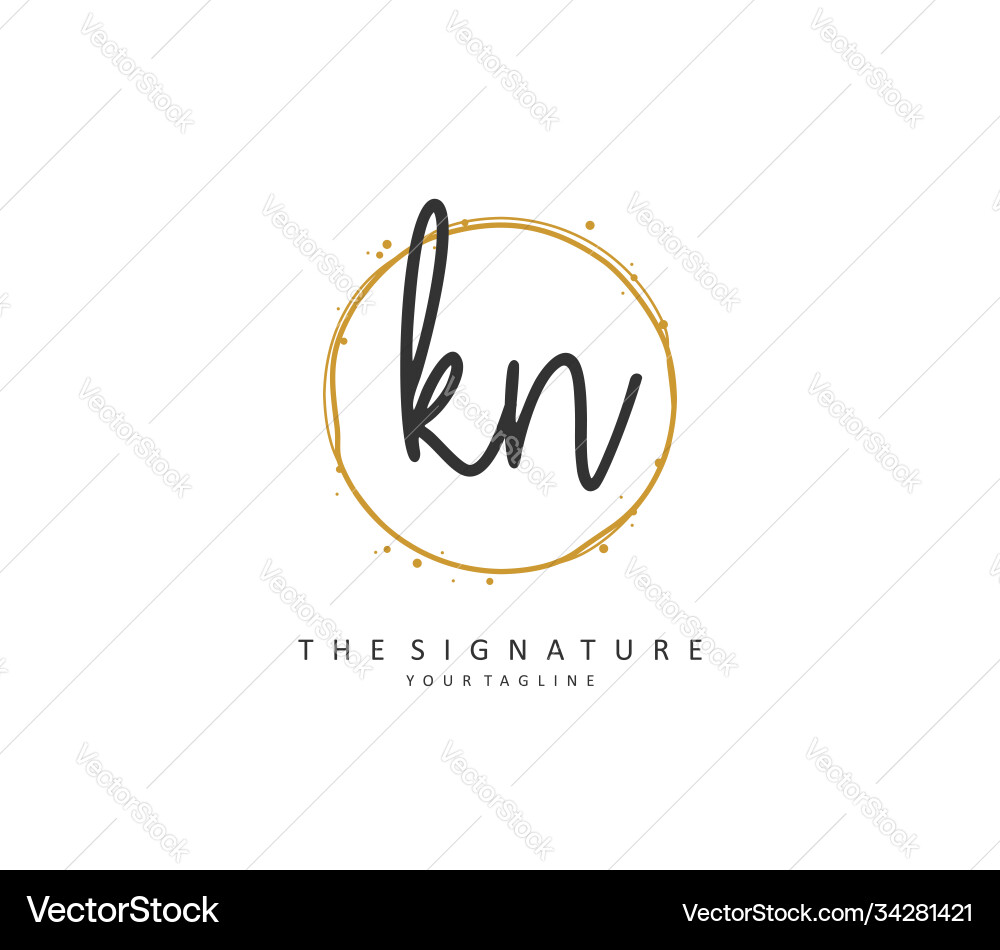 K n kn initial letter handwriting and signature Vector Image
