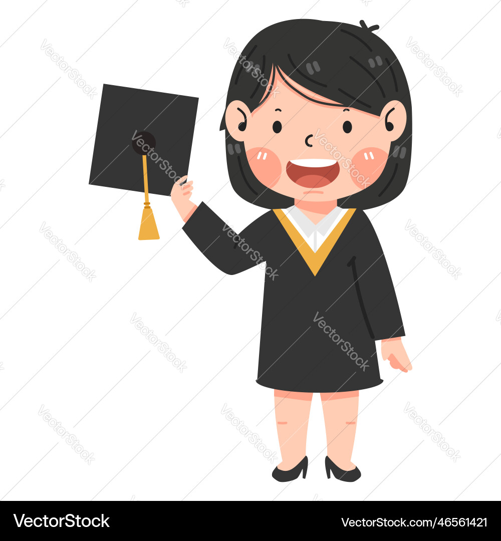 Kid girl cartoon graduation student Royalty Free Vector