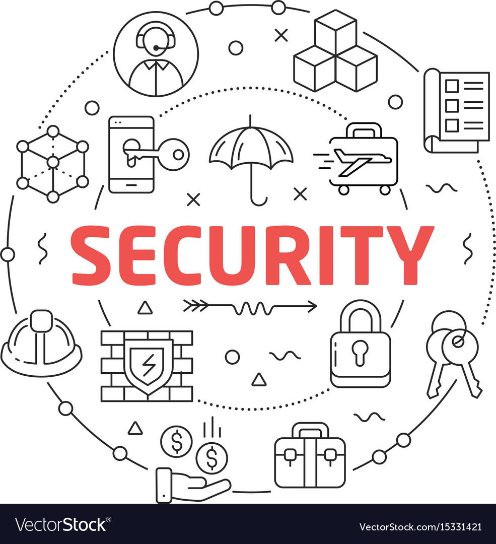 Linear for presentations in round security Vector Image