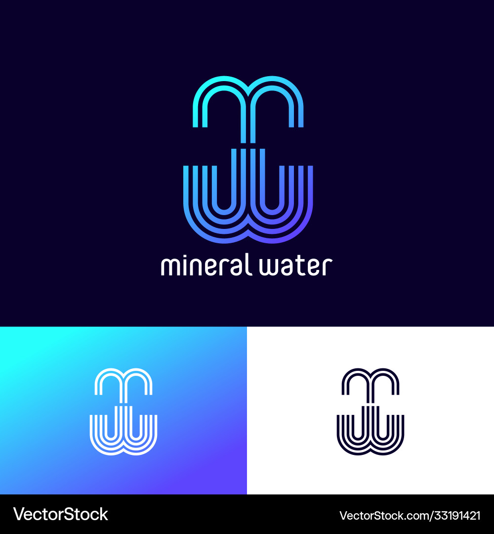 Logo mineral water m and w monogram delivery Vector Image