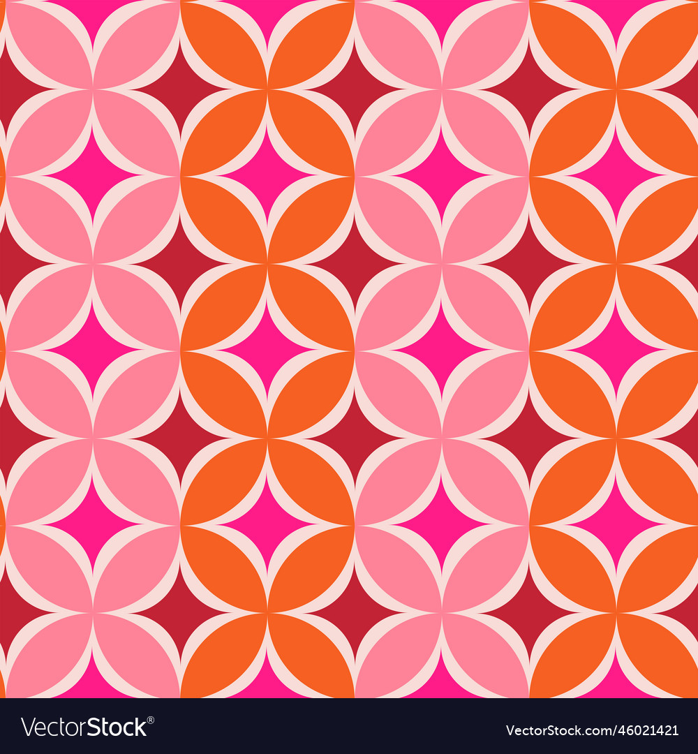 Mid Century Pink Orange Circles Seamless Pattern Vector Image
