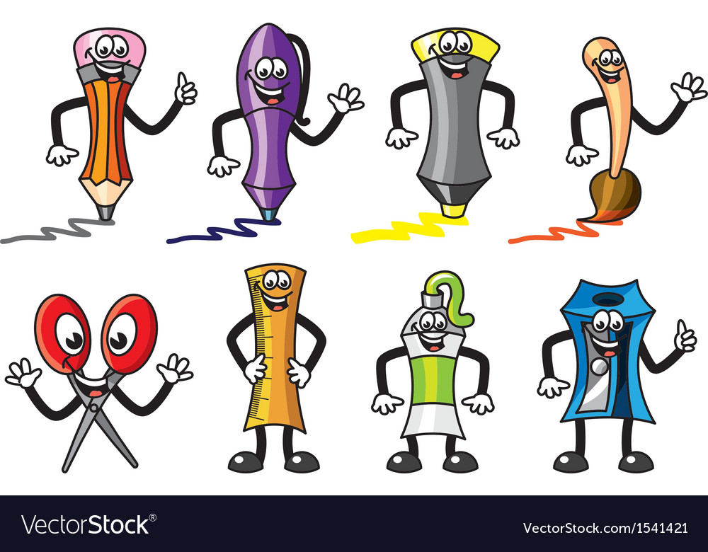 Office tools cartoon Royalty Free Vector Image