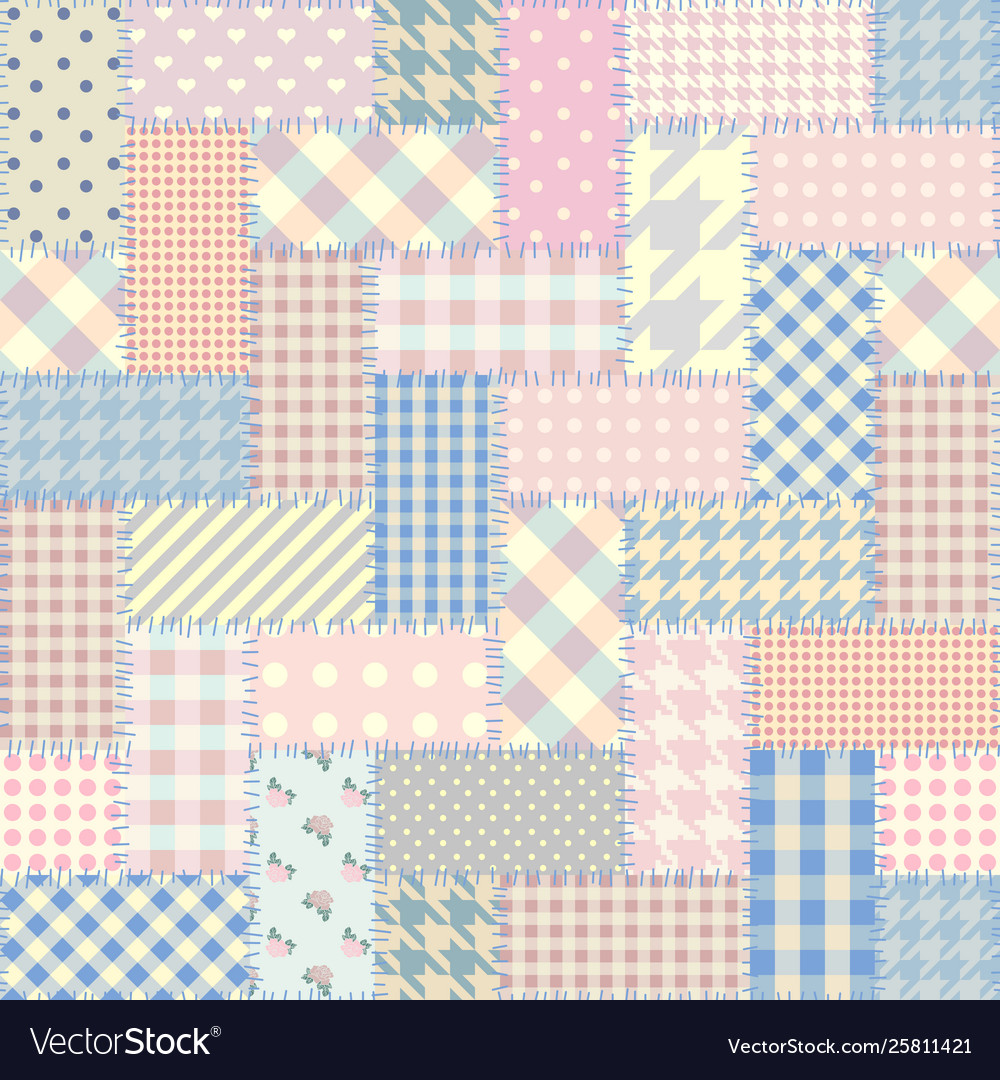 Patchwork textile pattern seamless quilting Vector Image