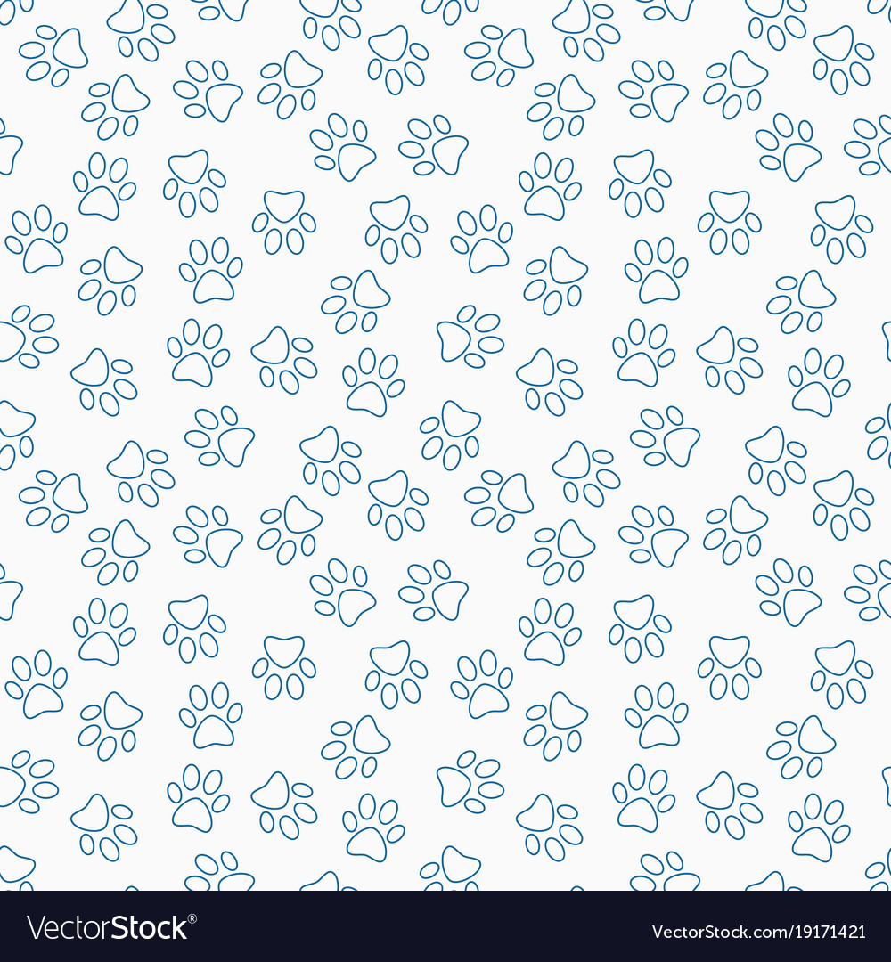 Paw print line seamless pattern Royalty Free Vector Image