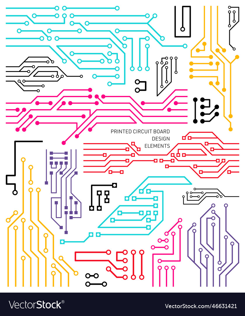 Printed circuit board design element set Vector Image