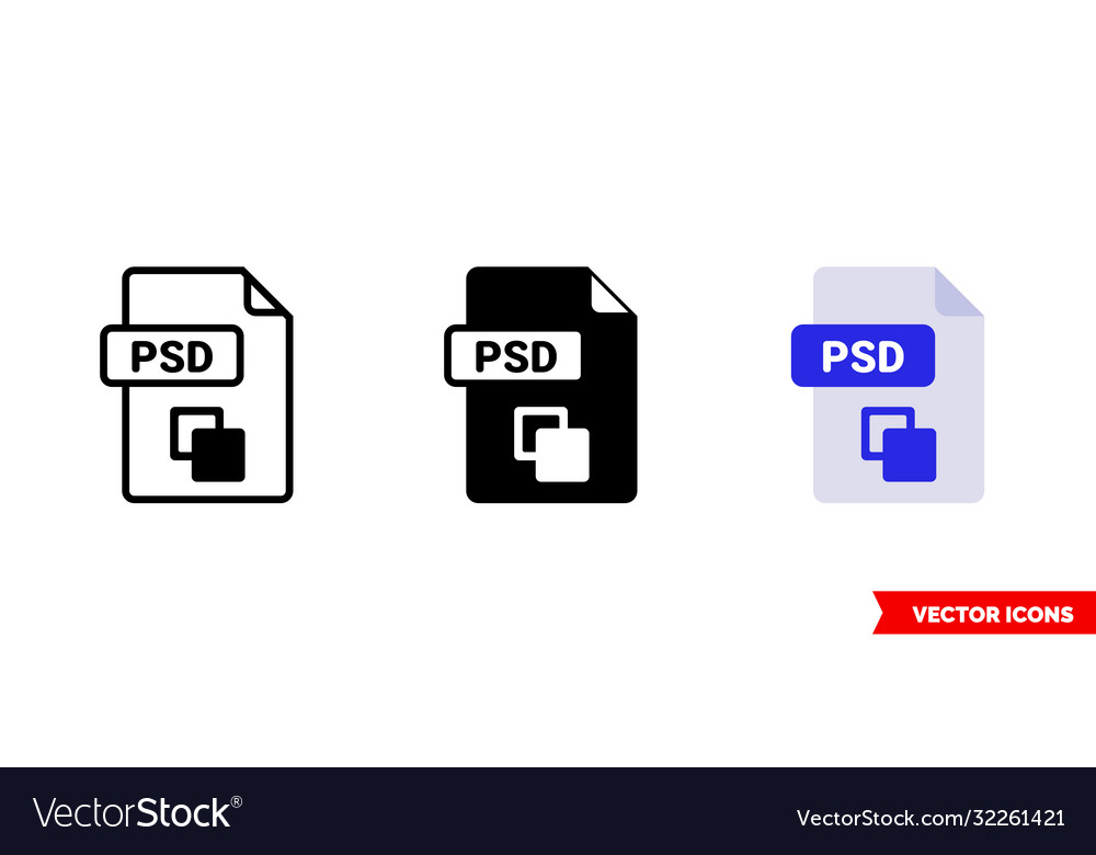 Psd file icon 3 types isolated sign Royalty Free Vector