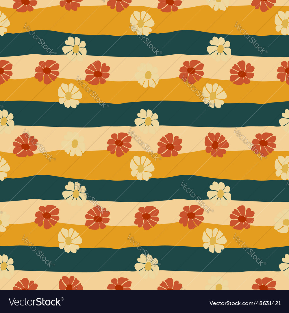 Retro groovy flowers seamless pattern vintage Vector Image Retro groovy flowers seamless pattern vintage Vector Image