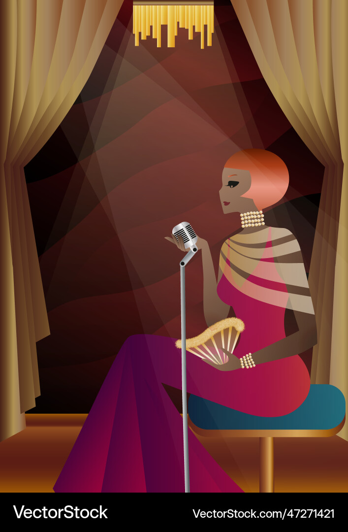 Singers sing into microphones 1920s 1930s art Vector Image