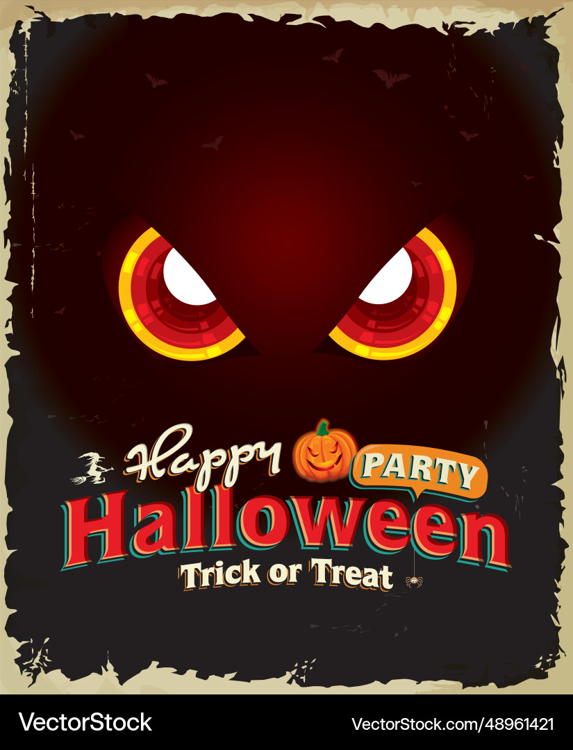 Vintage halloween poster design Royalty Free Vector Image