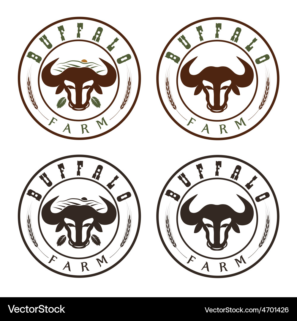Buffalo farm vintage labels set Royalty Free Vector Image