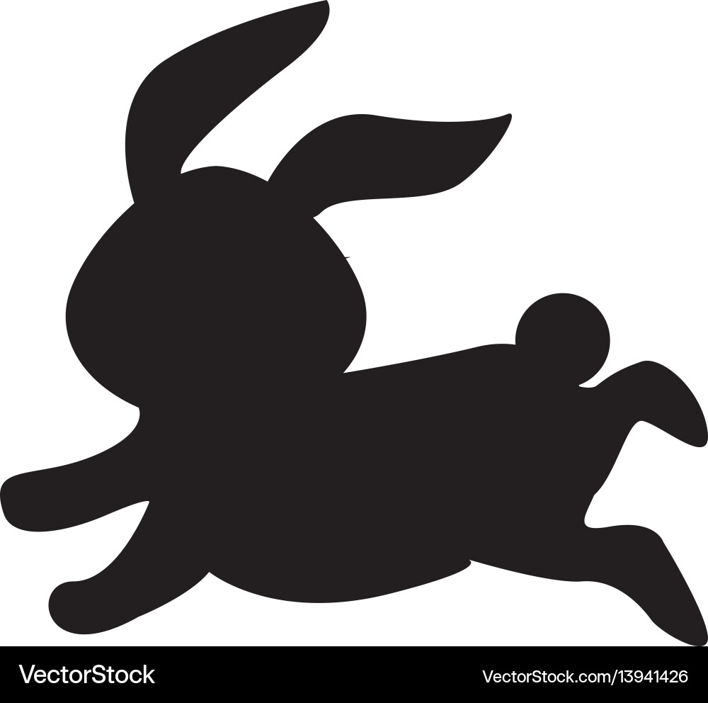 Contour cute white rabbit animal running Vector Image