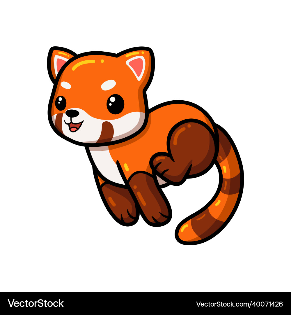 Cute little red panda cartoon jumping Royalty Free Vector