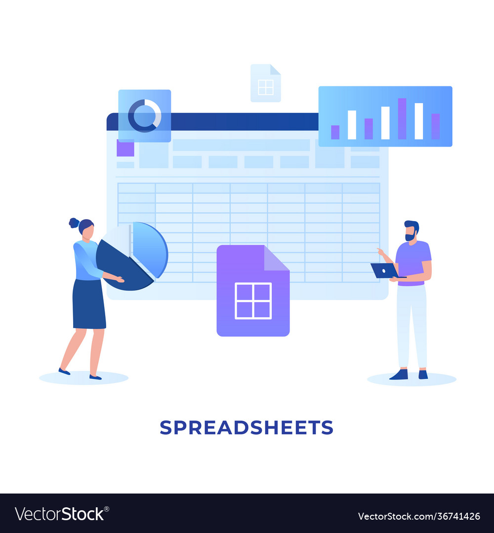 Flat spreadsheets concept Royalty Free Vector Image