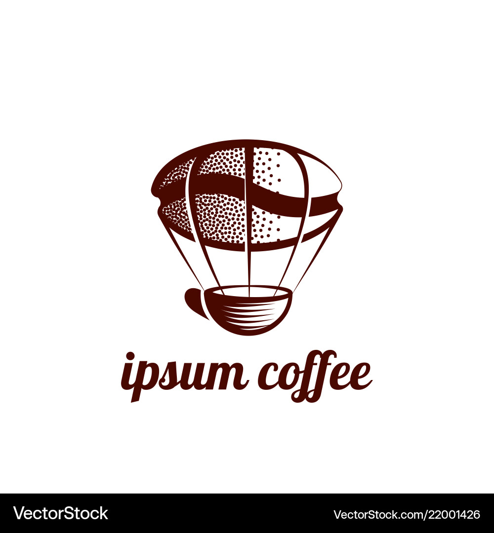 Flying coffee mug and a coffee grain logo Vector Image