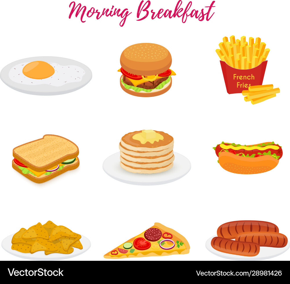 Food for breakfast brunch set Royalty Free Vector Image