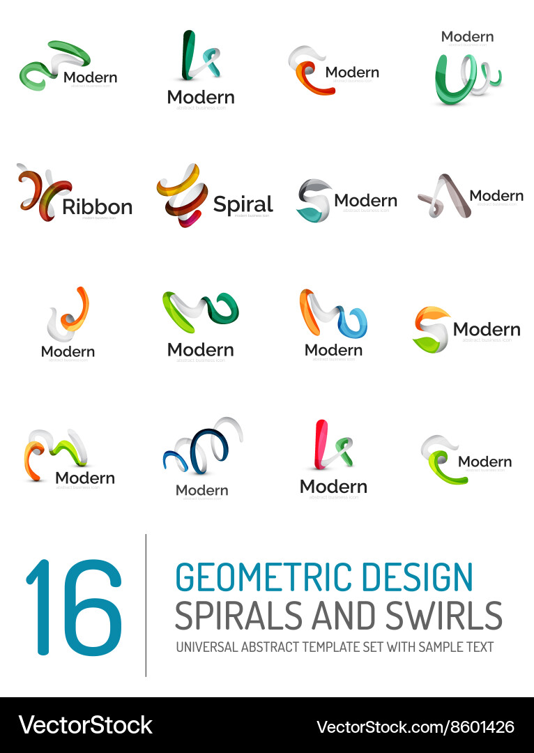 Geometric abstract circles and swirls icon set Vector Image